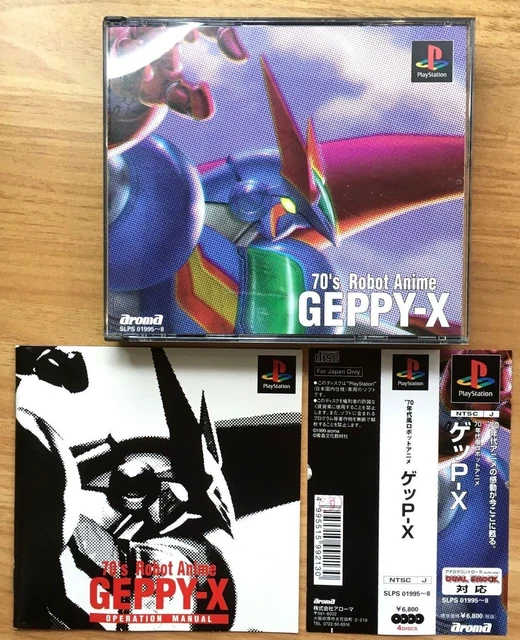 70'S ROBOT ANIME Geppy-X Complet Boîte Notice Spine Card Sony Ps1 Ntsc ...