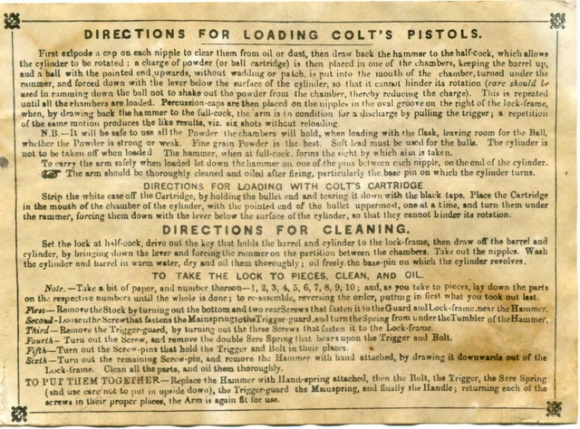 DIRECTIONS FOR LOADING Colt pistol revolver box label 6 x 4.5 inches £5 ...