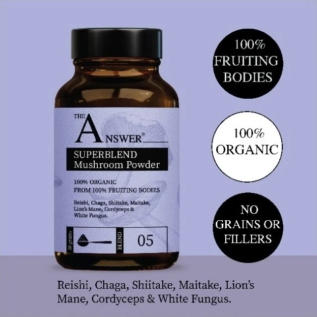SUPERBLEND MUSHROOM POWDER, Reishi,Chaga, Shiitake, Maitake,Lion’s ...