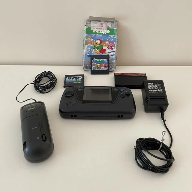 SEGA GAME GEAR Console + Battery Pack + Wall AC Adapter + 3 games ...