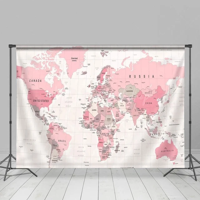 PINK WORLD MAP Plaid Geographical Party Backdrop $37.79 - PicClick AU