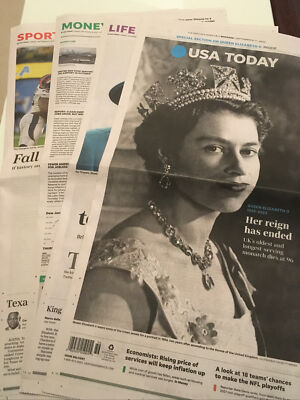 USA TODAY NEWSPAPER Queen Elizabeth II death edition 9-11 September ...