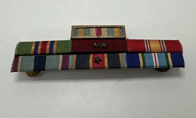 VINTAGE WW2 US Military Campaign Service Medal Ribbon Bar Vanguard £10. ...