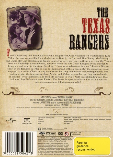 THE TEXAS RANGERS DVD (Region 2,4,5) VGC Fred MacMurray $8.95 - PicClick AU
