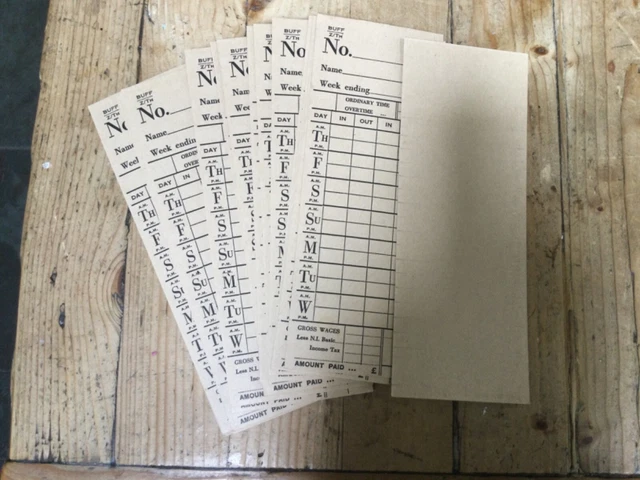 30 ORIGINAL VINTAGE clocking in cards for National Time Recorder clocks ...