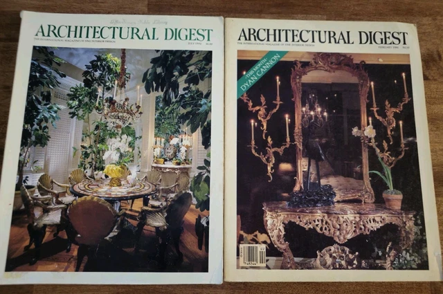 2 VINTAGE ARCHITECTURAL Digest Magazines February 1984, July 1990 ...