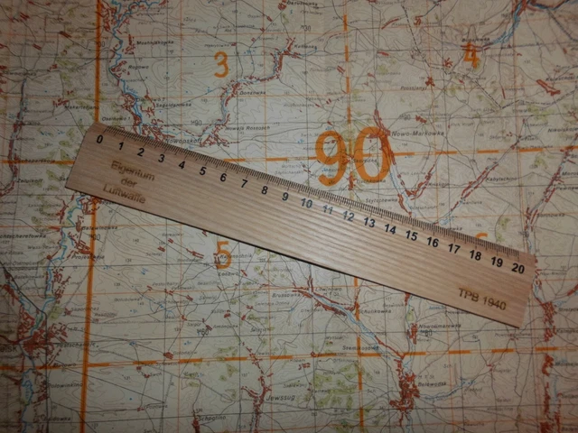 GERMAN WWII LUFTWAFFE Wooden Ruler To Maps, Headquarters, Office ...