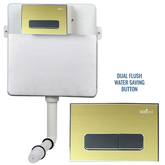 CONCEALED CISTERN DUAL Flush Toilet WC Hidden Unit Wall Hung Gold ...