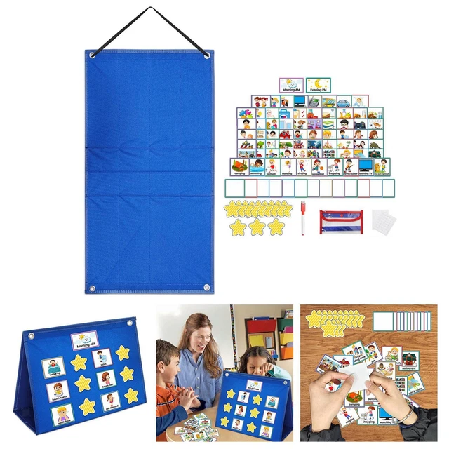 VISUAL SCHEDULE FOR Kids Daily Schedule Pocket Chart for Preschool ...