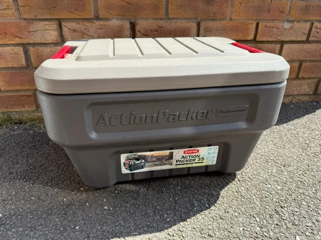 RUBBERMAID - ACTION Packer 35 - Tote Camping Storage Grey Outdoor £31. ...