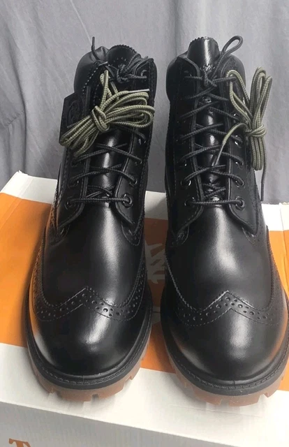 TIMBERLAND HERITAGE 6& WP Brogue Boot Black Full Grain Men SZ 8 NWB £ ...