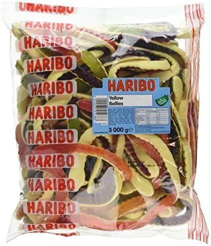 HARIBO YELLOW BELLY Giant Snakes, Yellow Bellies Bulk Sweets, 3kg £23. ...