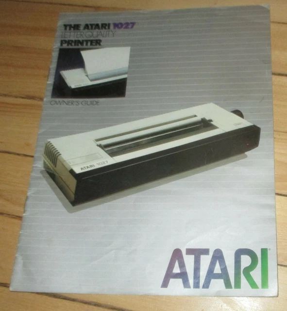 VINTAGE THE ATARI 1027 Letter Quality Printer Owner's Guide (Atari ...