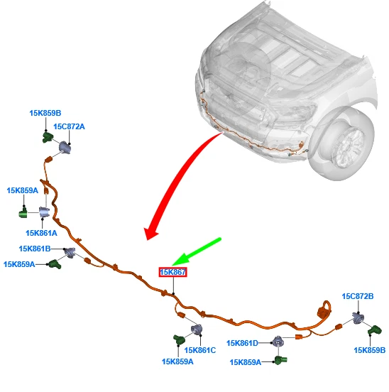 FORD RANGER T6 MK1 Front Parking Aid Wiring 2359120 JB3T-15K867-BD NEW GENUINE £86.00 - PicClick UK