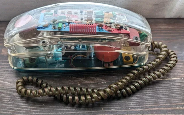 UNISONIC MODEL 6900 Retro Clear Plastic See Through Telephone Corded ...