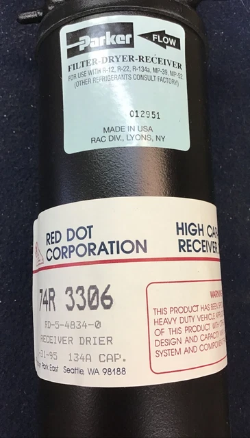 NEW PARKER FILTER Dryer Receiver R-134a Red Dot RD-5-4834-0 NIB (186) £ ...