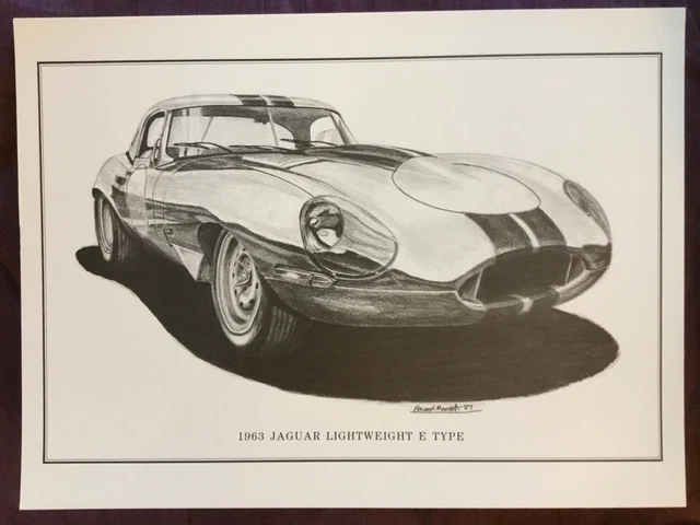 JAGUAR E TYPE lightweight A4 pencil drawing print. £10.00 - PicClick UK