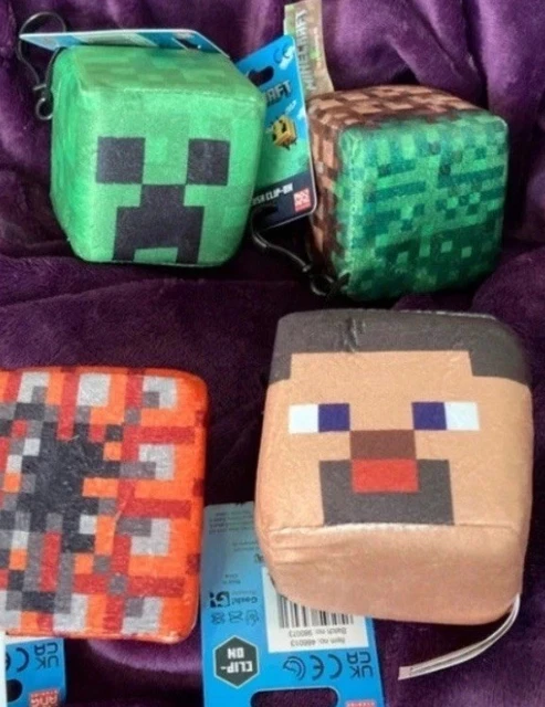 MINECRAFT KEY CHAIN head bundle x4 Plush Head Bag Clip Brand new £17.75 ...