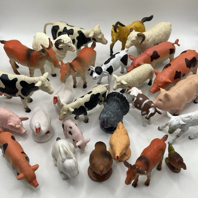 PLASTIC FARM ANIMALS Bundle Animal Figures Job Lot Cow Sheep Pig Goat # ...