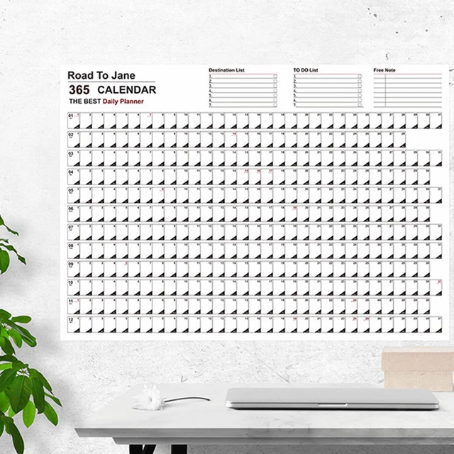 CALENDRIER MURAL ANNUEL Calendrier 365 jours Calendrier quotidien et ...