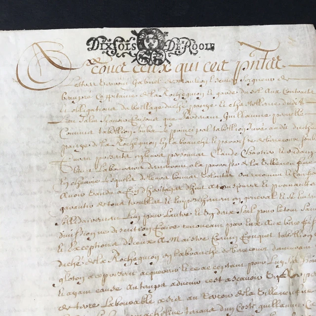 PARCHEMIN VELIN ACTE Notarié XVIIè Généralité de Rouen 17thC EUR 26,00 ...