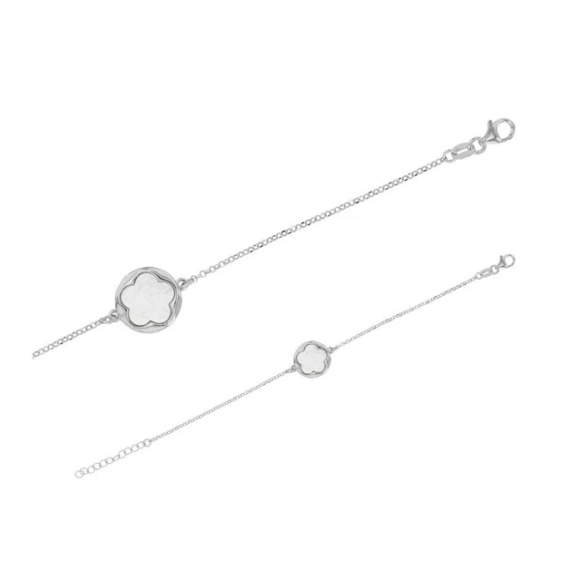BRACELET MADRE PERLA en argent 925/1000 doré orné d'une fleur en nacre ...
