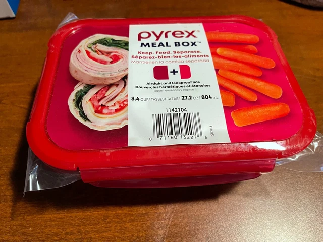 PYREX 3.4 CUP Meal Box Meal Prep Glass Divided Storage Container ...