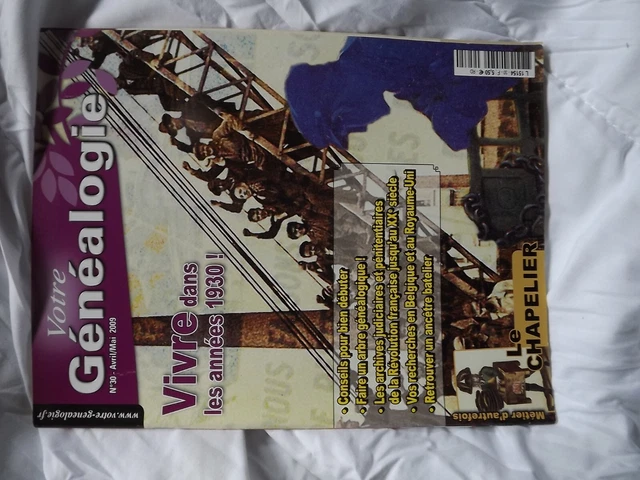 0104 VOTRE GÉNÉALOGIE n°30 Vivre dans les années 1930 - Le chapelier EUR 6,00 - PicClick FR