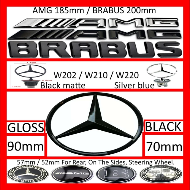 MERCEDES BENZ BRABUS AMG Gloss Black Star W202 W210 W220 Trunk Emblem ...