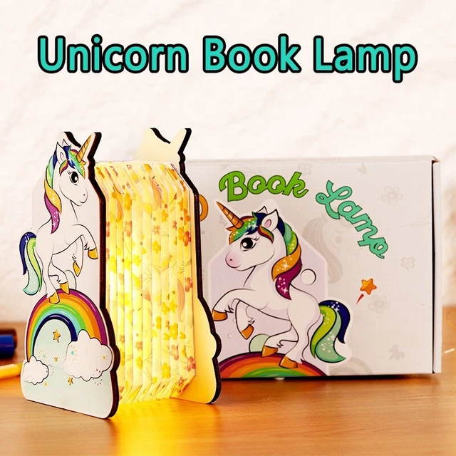 LED BOOK NIGHT Light Wooden USB Desk Rechargeable Lamp Foldable 3D ...