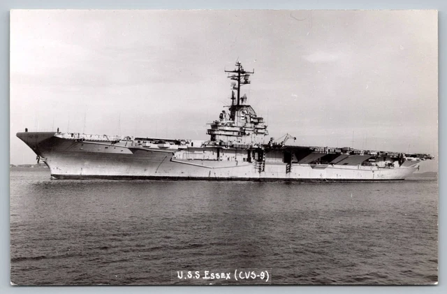 POSTCARD USS ESSEX CVS-9 Navy Aircraft Carrier Naval Ship Military RPPC ...