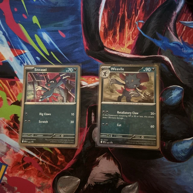 MEGA EVOLUTIONS PHANTASMAL Flames Sneasel 020 And Weavile 021 Cosmo ...