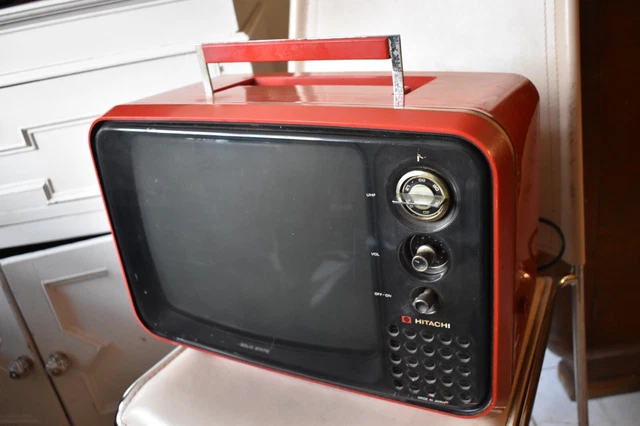 VINTAGE 1970S RED Hitachi Portable Television Transistor TV Retro ...