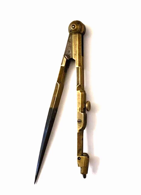 ANTICO RARO COMPASSO In Ottone Ingegneria Massoneria Design Tecnica ...