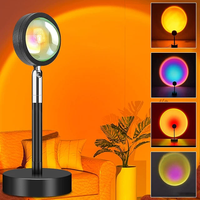 SUNSET LAMP, 9 Colors to Change LED Romantic Mood Lamp USB Projector ...