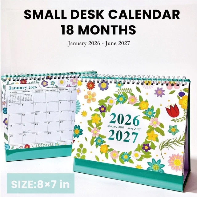 SMALL 2026 DESKTOP Planner January 2026-June 2027 Monthly Agenda ...