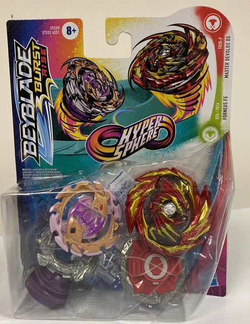 NEUF BEYBLADE BURST Rise Hypersphere Pack Master Devolos D5 et Forneus ...