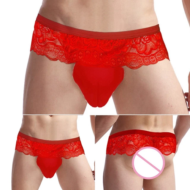 CULOTTE DE TRAVESTI sous-v tements en dentelle sexy pour hommes avec style stri EUR 11,96 ...