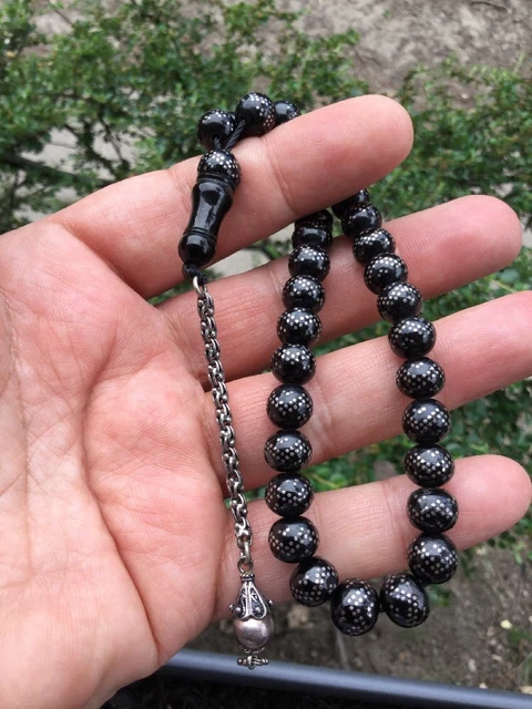 VECCHIA CATENA DI preghiera Oltu anni 80 Jet Gagat Tesbih Tespih ...