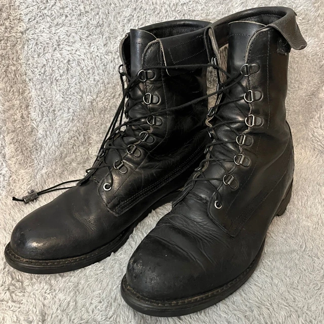 ADDISON SHOE CO Military Combat Boots Black Leather Lace Up Men US 9.5 ...