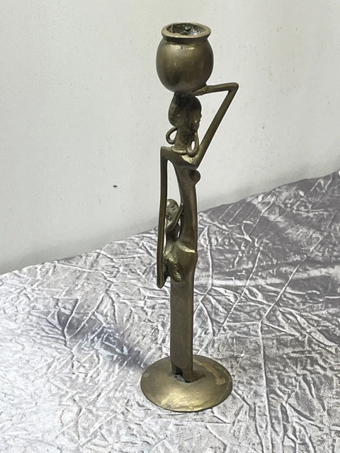 STATUE FEMME AFRICAINE Bronze Art Tribal Afrique Porteuse d'Eau ...