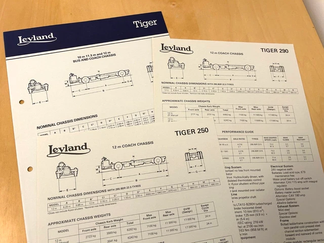 LEYLAND BUS SPEC Sheets /Brochure ( 3 ) - Tiger Models £10.00 - PicClick UK