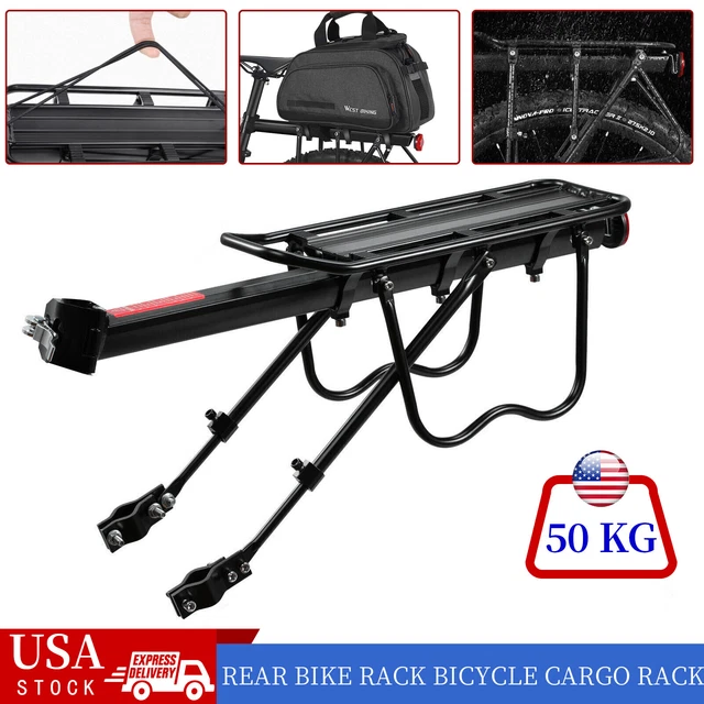 REAR BIKE RACK Cargo Rack Alloy Luggage Carrier Bicycle 110 Lbs ...