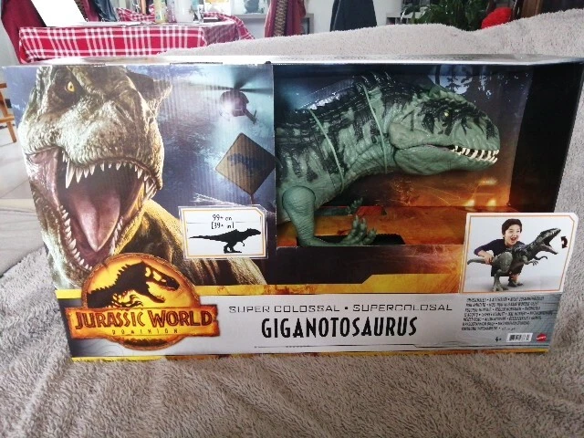 JURASSIC WORLD DOMINION Super Colossal Giganotosaurus Mattel Neuf 99cm ...
