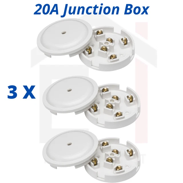 3X 20A JUNCTION Box 4 Terminal Electrical Wiring Connector Plastic ...