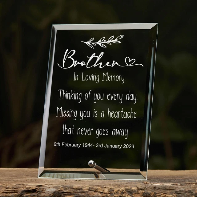 BROTHER IN LOVING Memory Personalised Memorial Funeral Glass Plaque GP ...