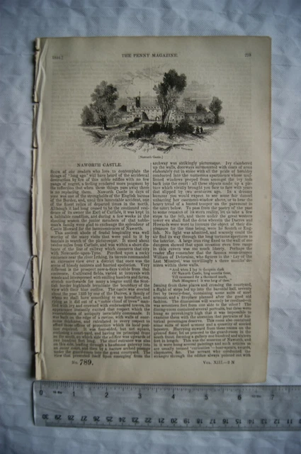 1844 THE PENNY Magazine No. 789 Naworth Castle, Irish Wakes, Italy ...
