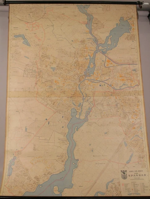 SCHULWANDKARTE ROLE MAP Wall Chart Berlin District Spandau 1:10000 1970 ...