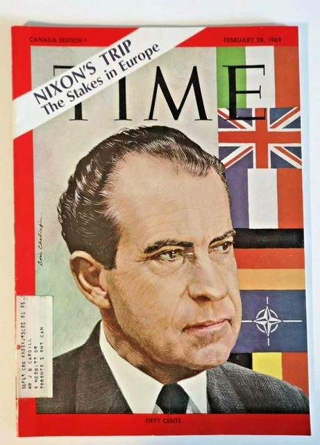 TIME MAGAZINE FEBRUARY 28 1969 Nixon's Trip The Stakes In Europe £11.93 ...
