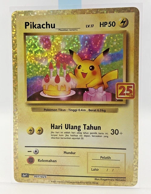 POKEMON CARD INDONESIA 25th Anniversary Birthday Pikachu 007/025 S8A £46.44 - PicClick UK
